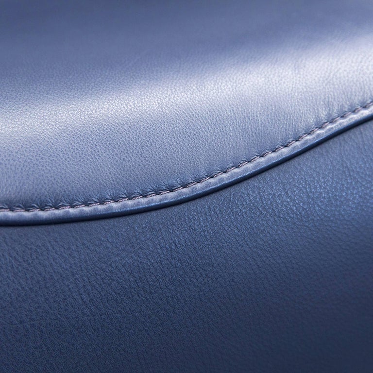 Mondo Designer Sofa Leather Blue Three-Seat Function Couch Modern For ...