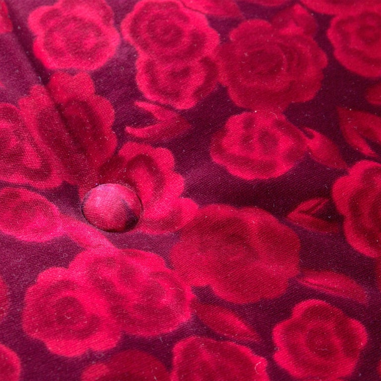 Bretz Monster Sofa Red Fabric Three-Seat Couch Rose Pattern Couch For ...