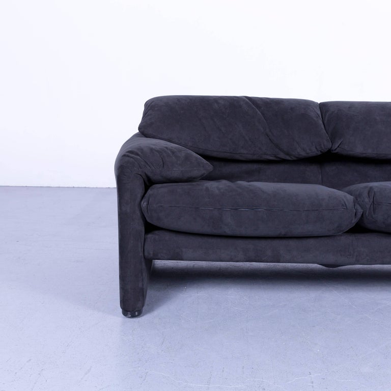 Cassina Maralunga Designer Sofa Black Alcantara Two-Seat Function ...