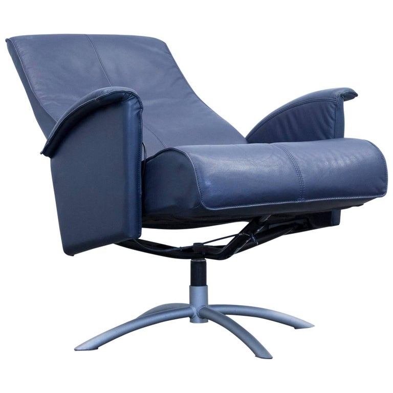 Designer Relax Armchair Leather Blue One Seat Couch Modern at 1stDibs