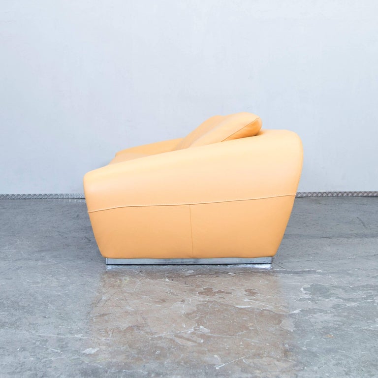 Chateau d'Ax Voga Designer Leather Sofa Yellow Two-Seat Couch Modern at ...