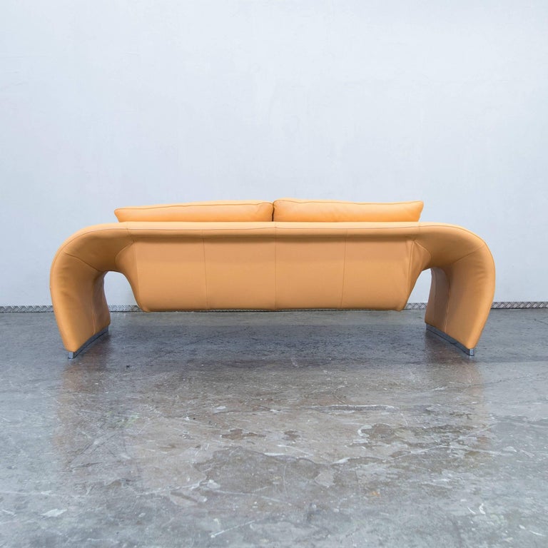 Chateau d'Ax Voga Designer Leather Sofa Yellow Two-Seat Couch Modern at ...