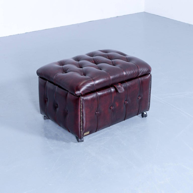 Rochester Chesterfield Footstool Oxblood Red Leather Vintage Retro ...