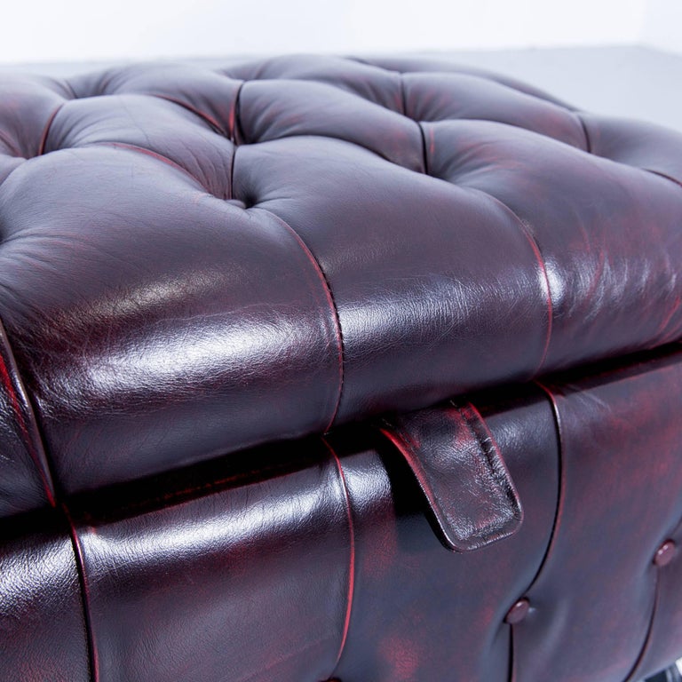 Rochester Chesterfield Footstool Oxblood Red Leather Vintage Retro ...