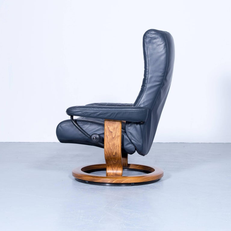 Stressless Wing Relax Armchair Dark Blue Leather Relax Function TV ...
