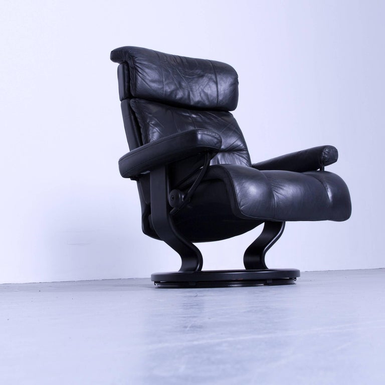 Stressless Relax Armchair Black Leather Relax Recliner TV Chair Wood at ...