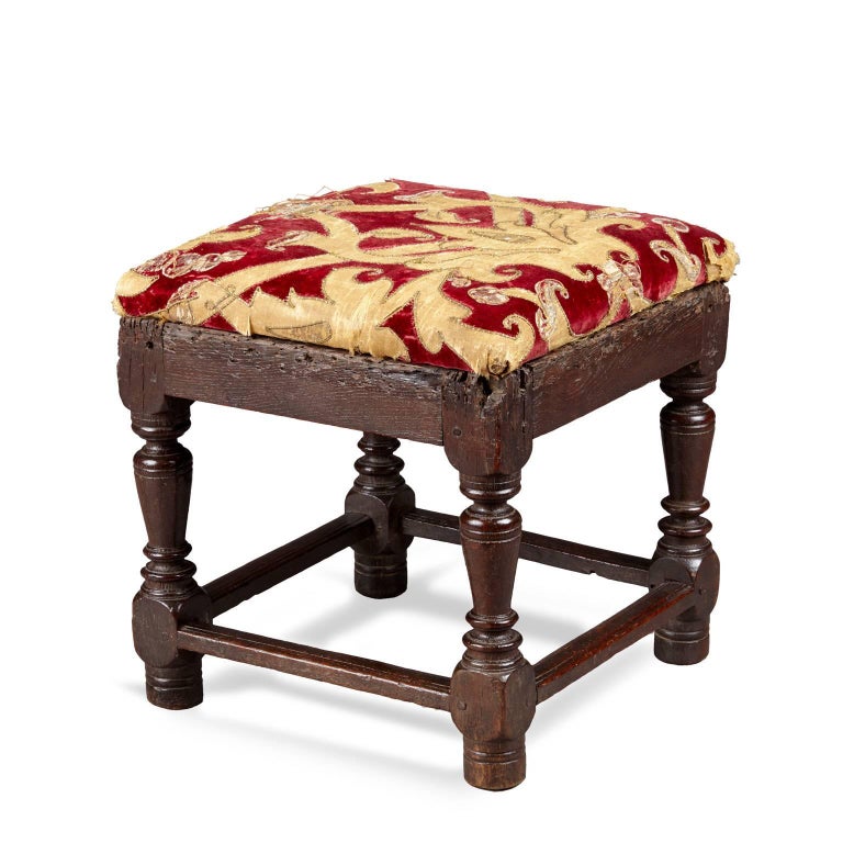 Elizabethan Upholstered Low Stool at 1stDibs
