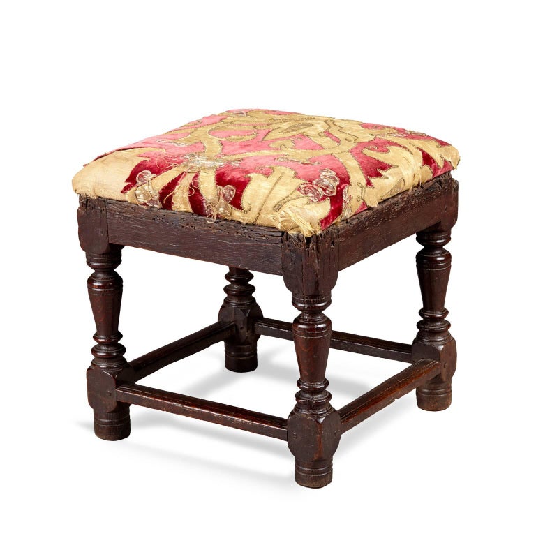 Elizabethan Upholstered Low Stool at 1stDibs