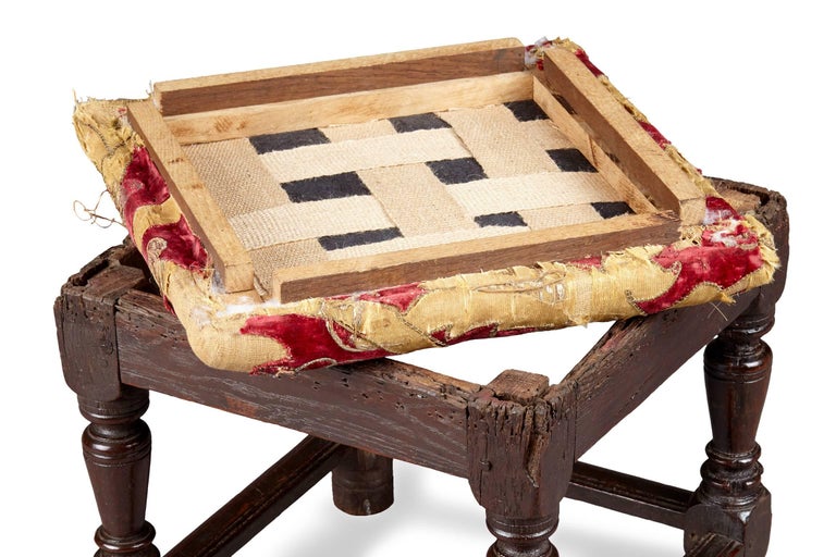 Elizabethan Upholstered Low Stool at 1stDibs