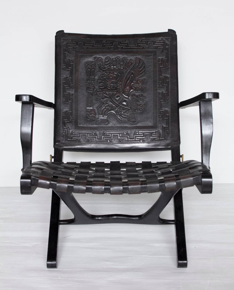 Pair of Leather 1950s Peruvian Folding Chairs at 1stDibs