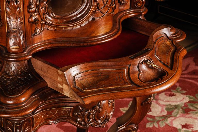 19th Century Frederickian Rococo Showcase Massive Walnut Wood with Warm ...