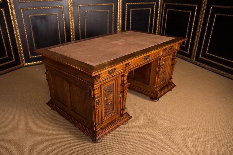 Monumental German Gründerzeit Partner Desk, circa 1880 For Sale at 1stDibs