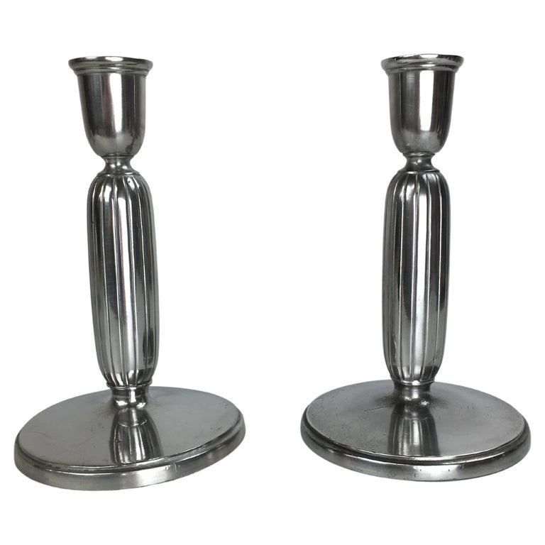 1940s Set of Two Danish Just Andersen Pewter Candle Holders For Sale at ...