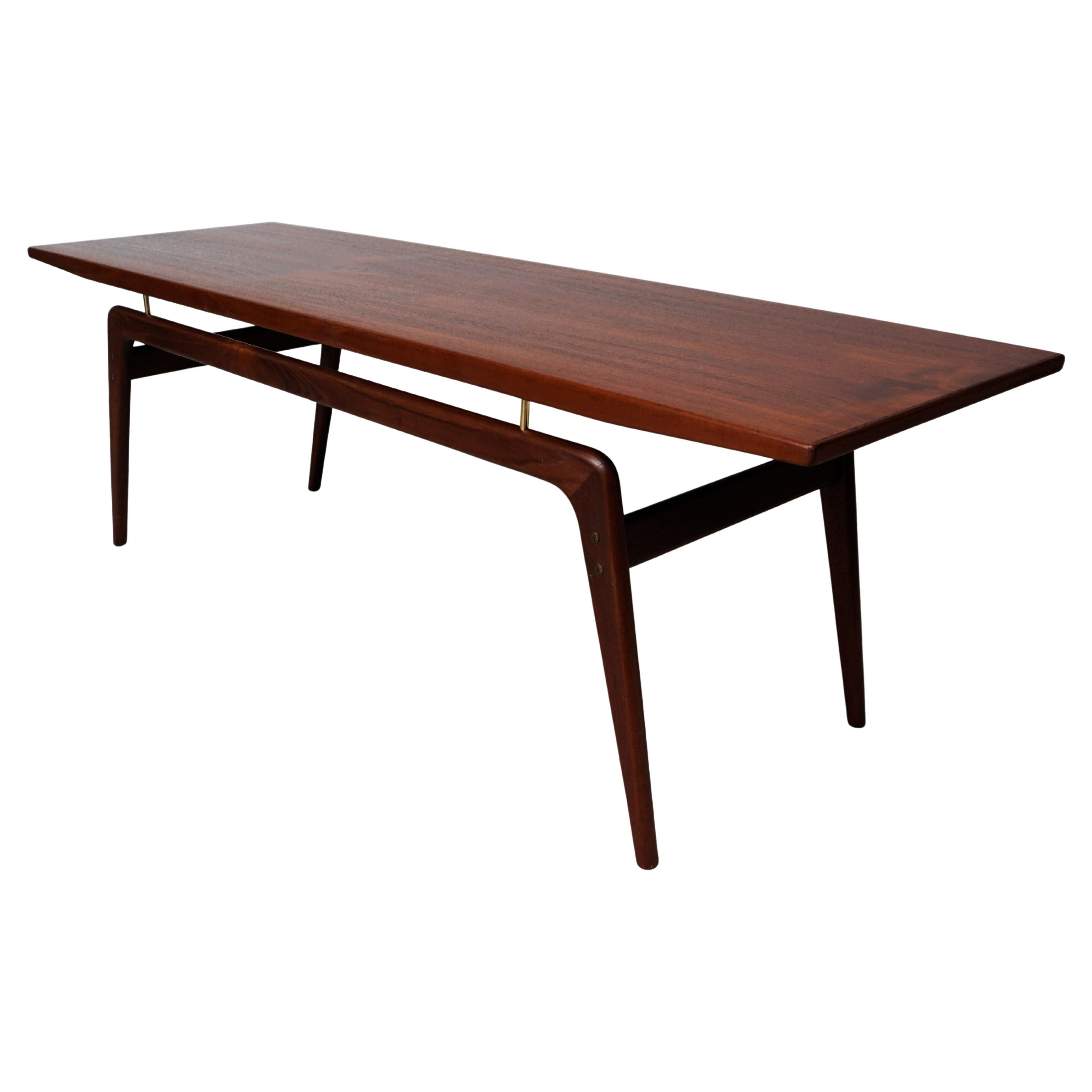 Gunnar Schwartz Teak Square Coffee Table with cane shelf For Sale at ...