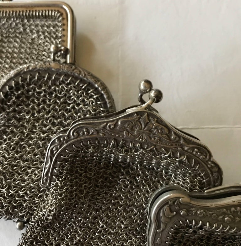 Collection of Four Silver Ladies Purses, 19th Century! For Sale at 1stDibs