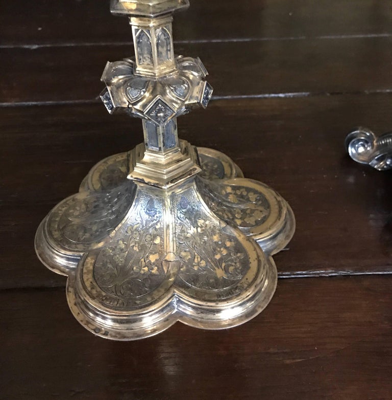 Collection Monstrance Ciborium and Two Challices in Silver and Gold ...