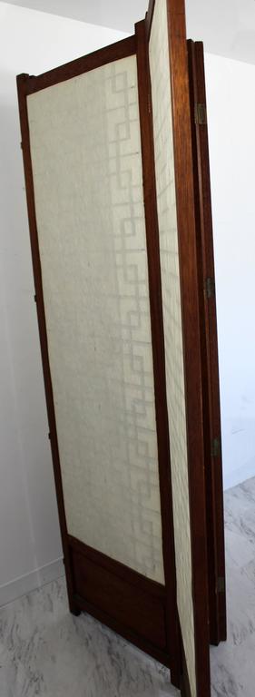 Mid-Century Modern Mahogany Geometric Folding Four-Panel Standing ...