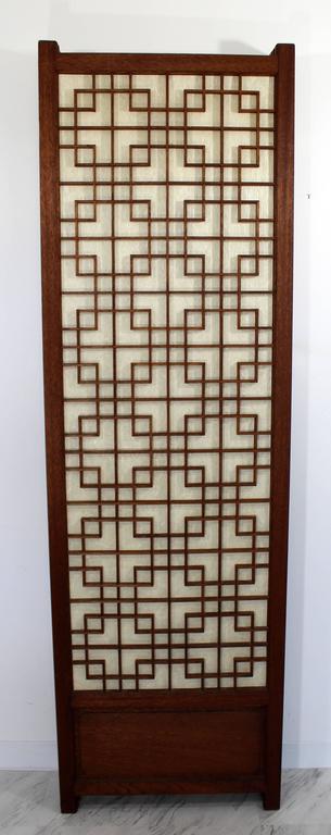 Mid-Century Modern Mahogany Geometric Folding Four-Panel Standing ...