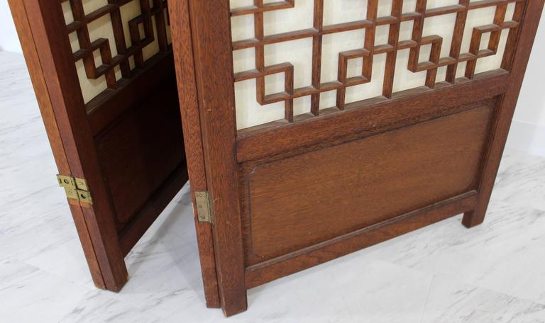 Mid-Century Modern Mahogany Geometric Folding Four-Panel Standing ...