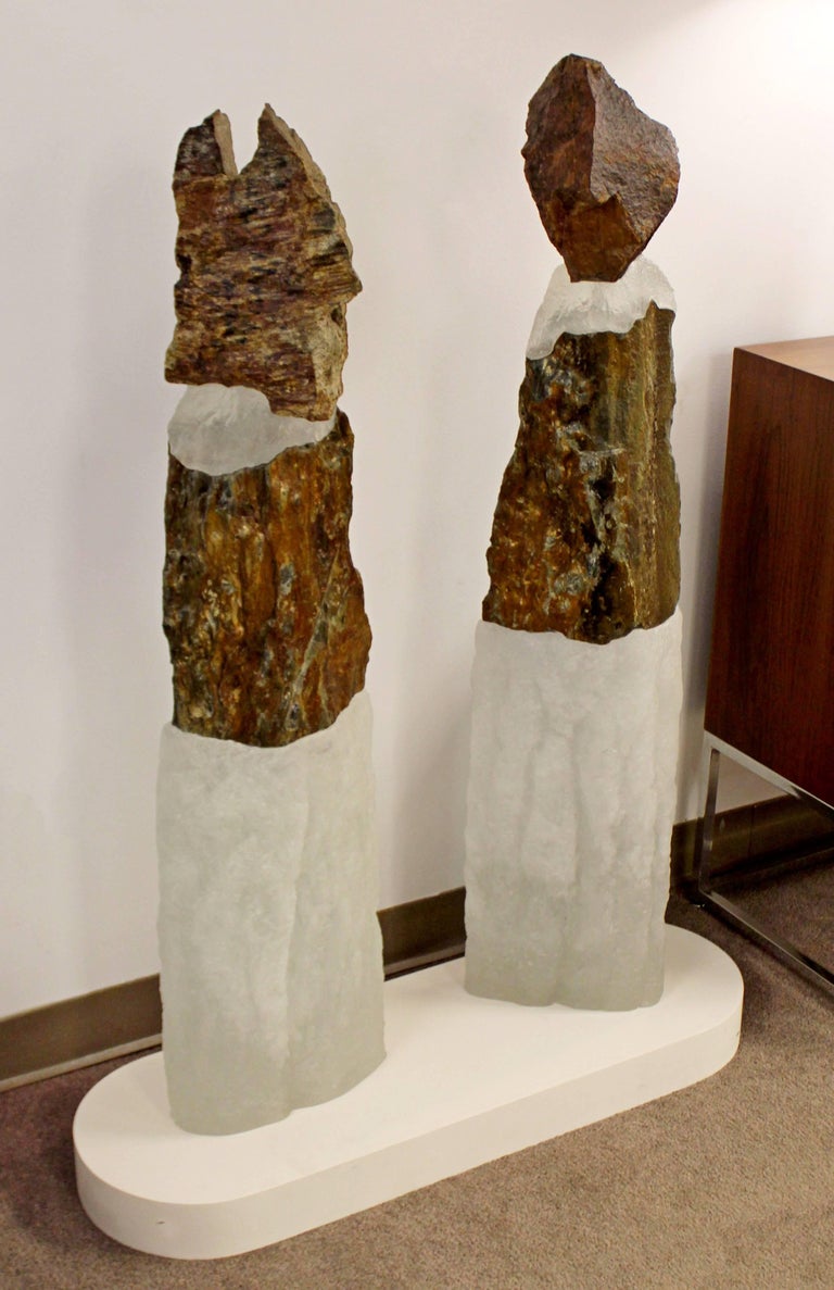 Thomas Scoon Mate #1 and Mate #2 Cast Glass and Stone Floor Sculpture ...