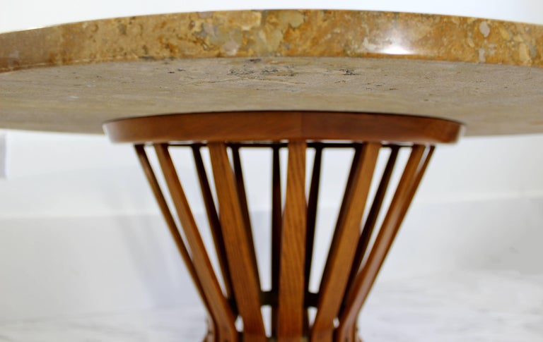 Mid-Century Modern Dunbar Wheat Sheaf Marble and Wood Round Coffee ...
