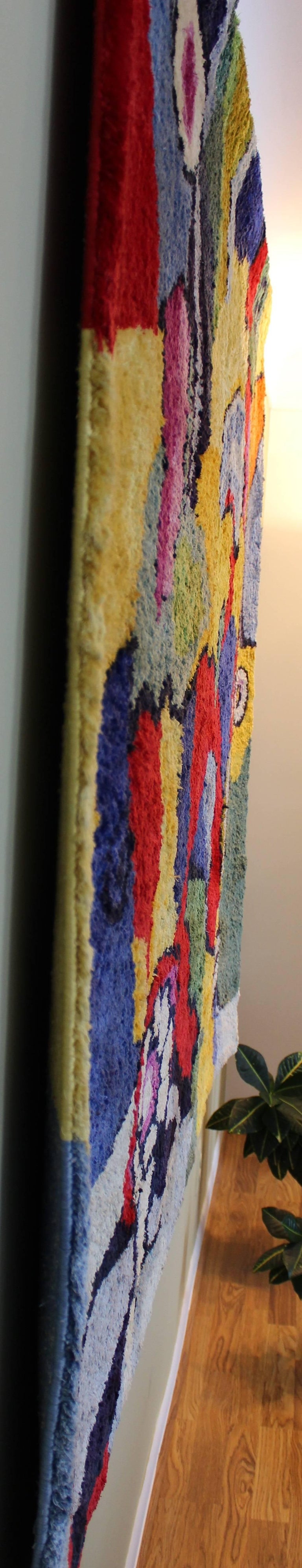 Monumental Original Fiber Art Karel Appel Rug Silk Tapestry Colorful ...