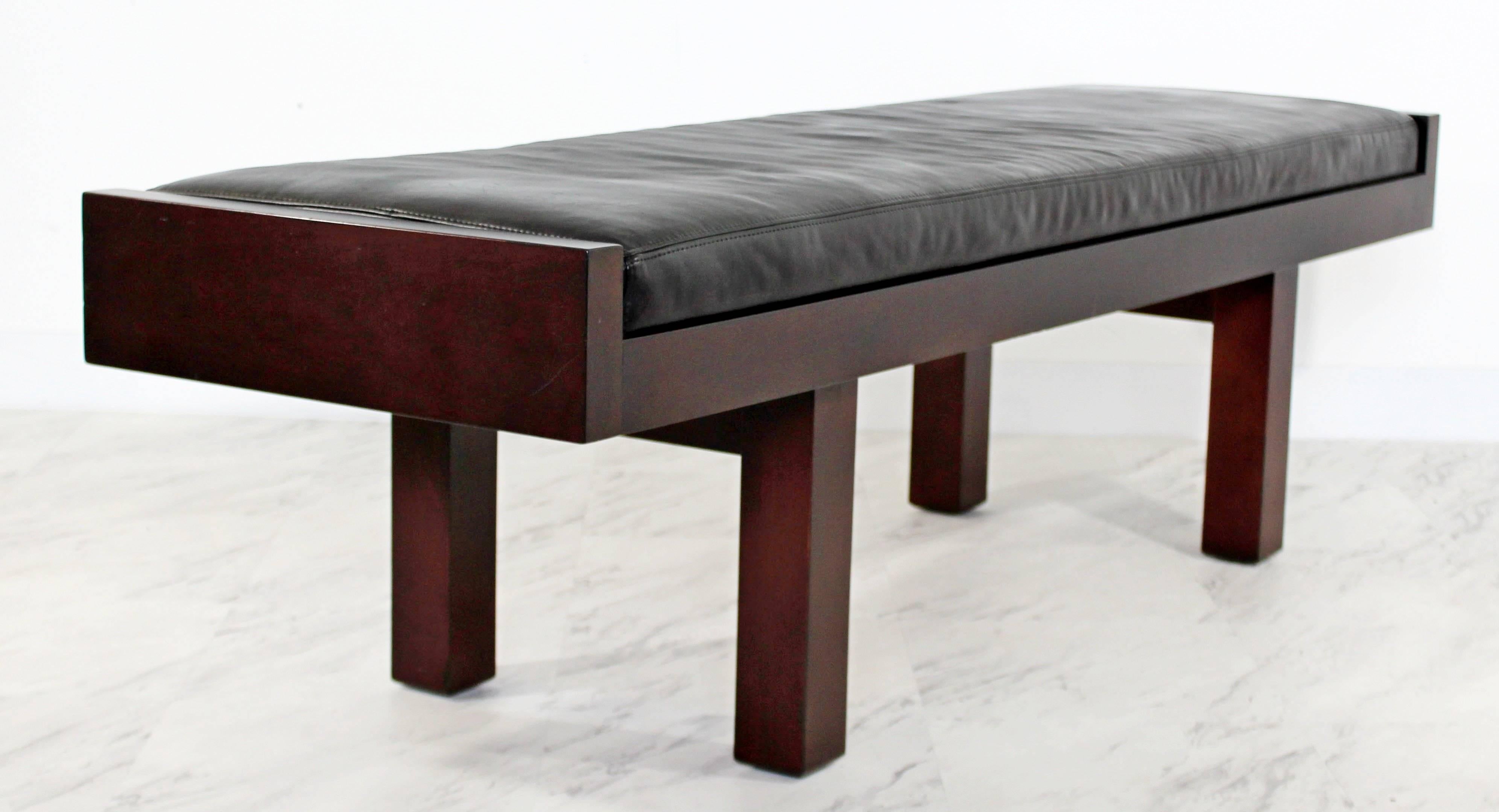 Mid-Century Modern Coach for Baker Black Leather Manhattan Bench at ...