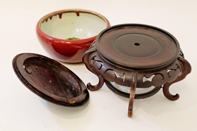 Mid-Century Modern Asian Sang De Boeuf Ginger Jar and Stand at 1stDibs ...