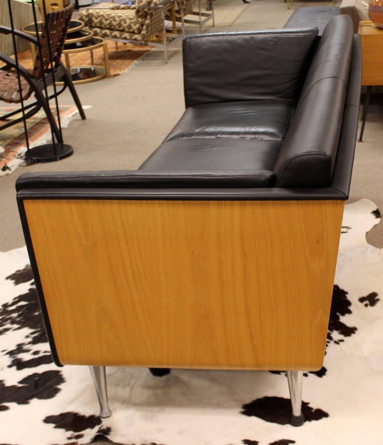 Contemporary Modern Goetz Sofa Herman Miller Wood Wrapped Frame Leather ...