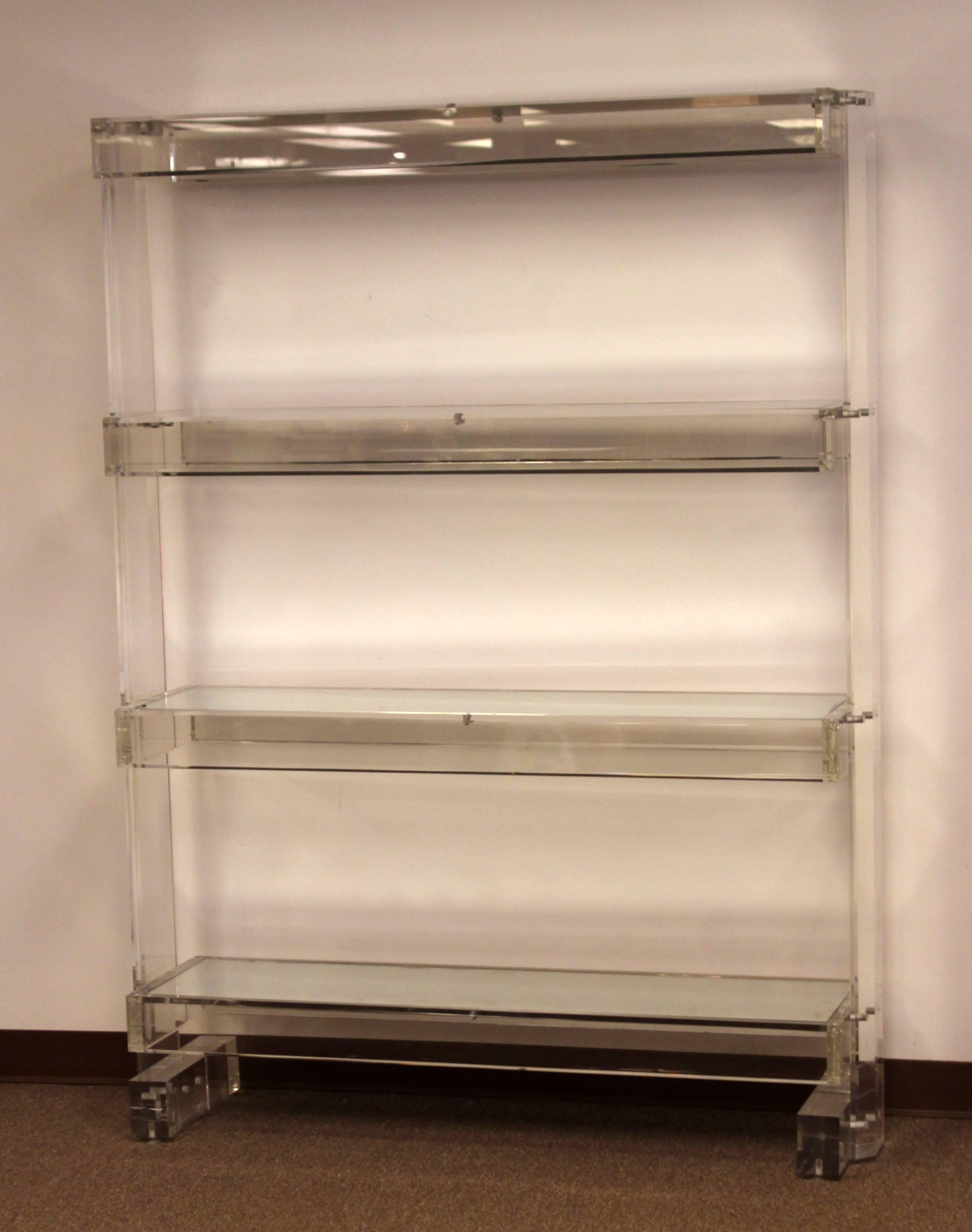 Mid-Century Modern Prismatique Lucite Mirrored Étagère Bookshelf Hollis ...