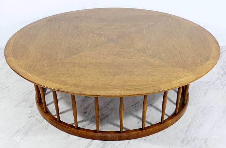 Mid-Century Modern John Van Koert for Drexel Round Walnut Spindle ...