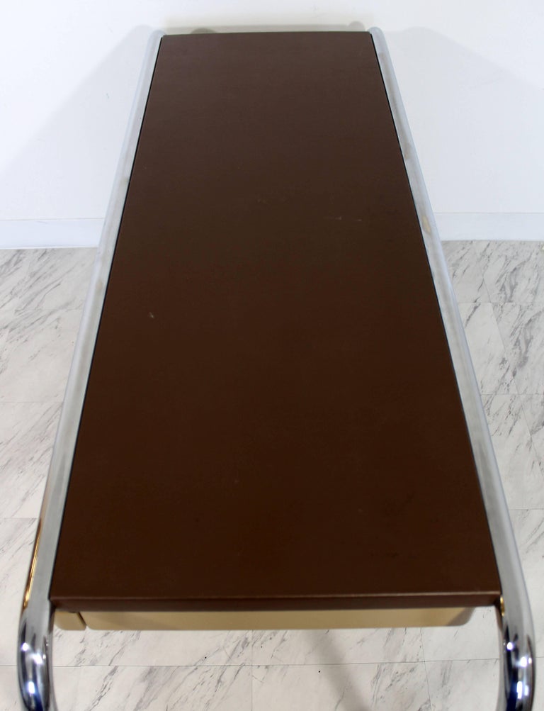 Mid-Century Modern Tubular Chrome Brown Leather Top Desk by Sunar ...