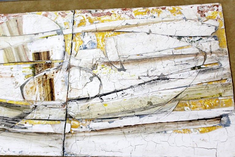 Mid-Century Modern L. Biro Mixed-Media Acrylic Abstract Impasto ...