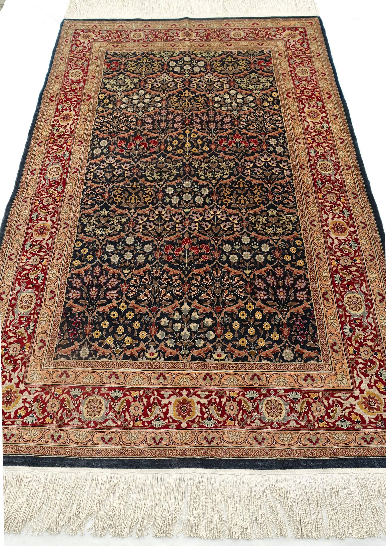Signed All-Silk Turkish Hereke 'Flowers of the Seven Mountains' For ...
