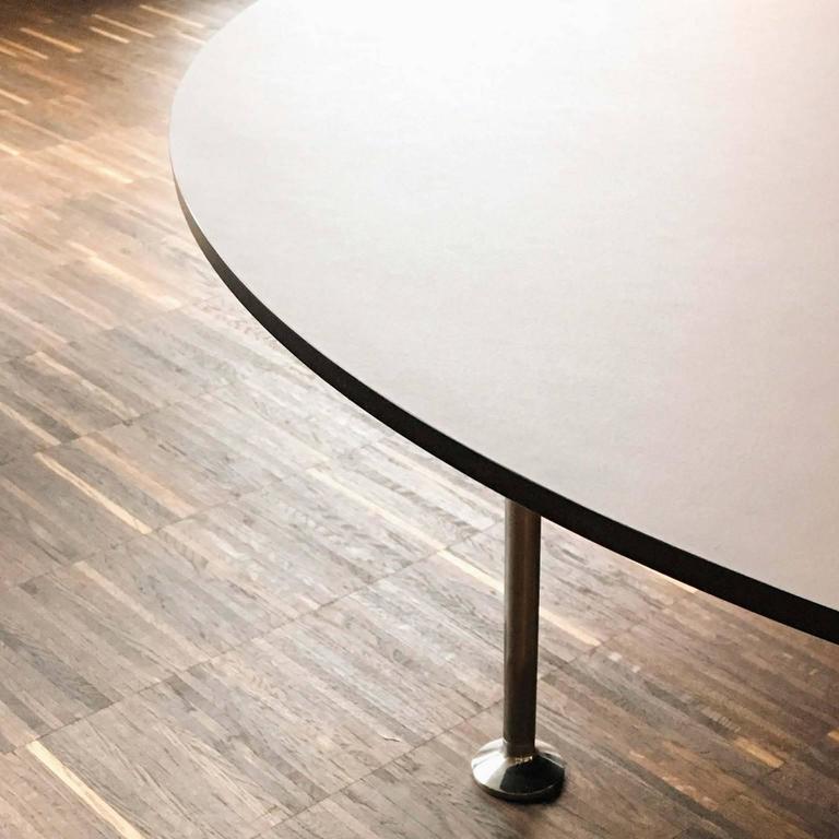 Godot Coffee Table, Round, MDF and Burgundy Linoleum, Custom Legs ...