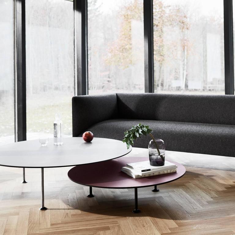 Godot Coffee Table, Round, MDF and Mauve Linoleum, Custom Legs ...