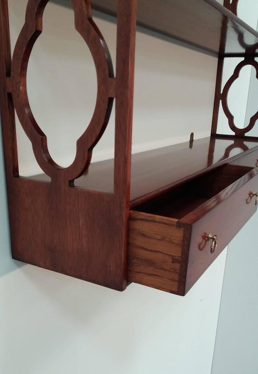 Arthur Brett Mahogany Wall-mounted Fretwork Bookshelf For Sale at 1stDibs