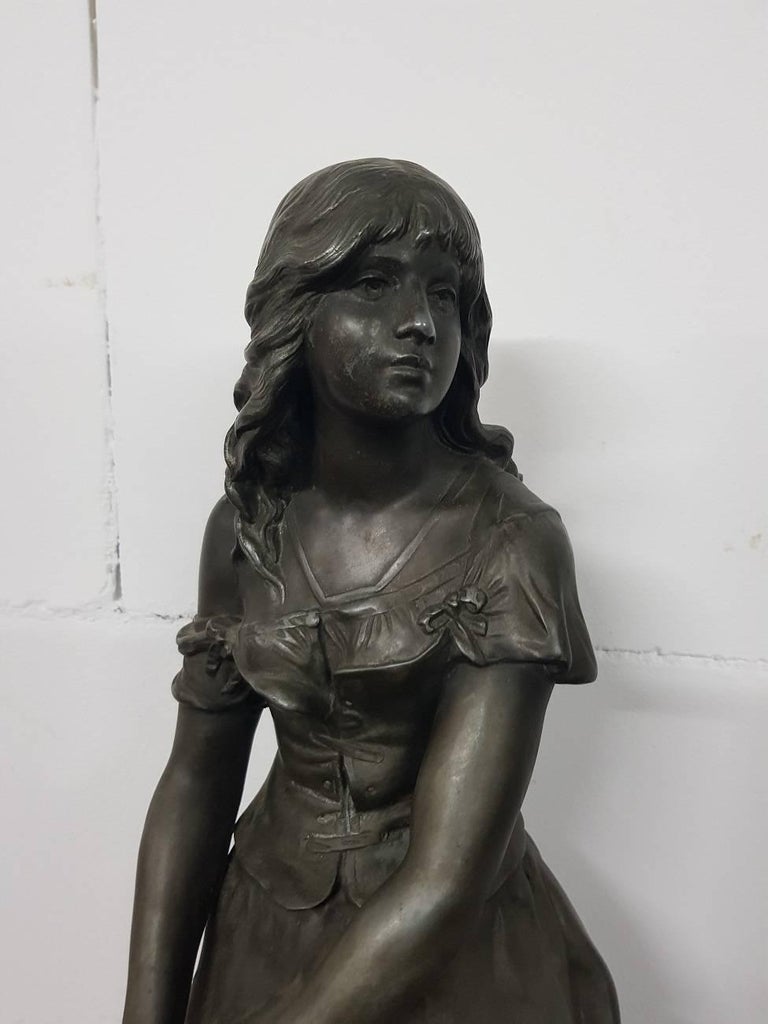 Late 19th Century French Metal Statue after Auguste Moreau at 1stDibs