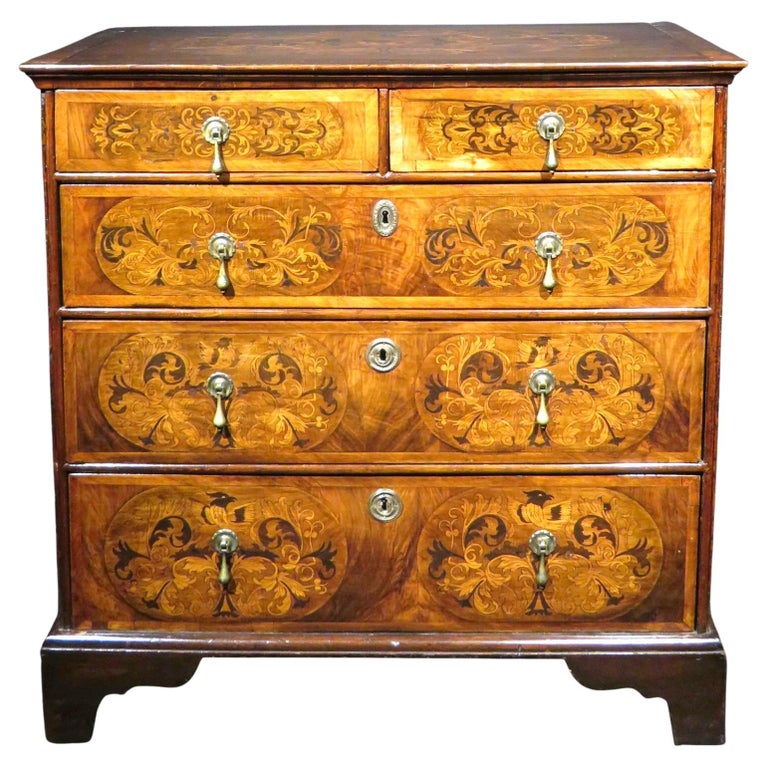 Fine William and Mary Period Inlaid Walnut Chest of Drawers, England ...