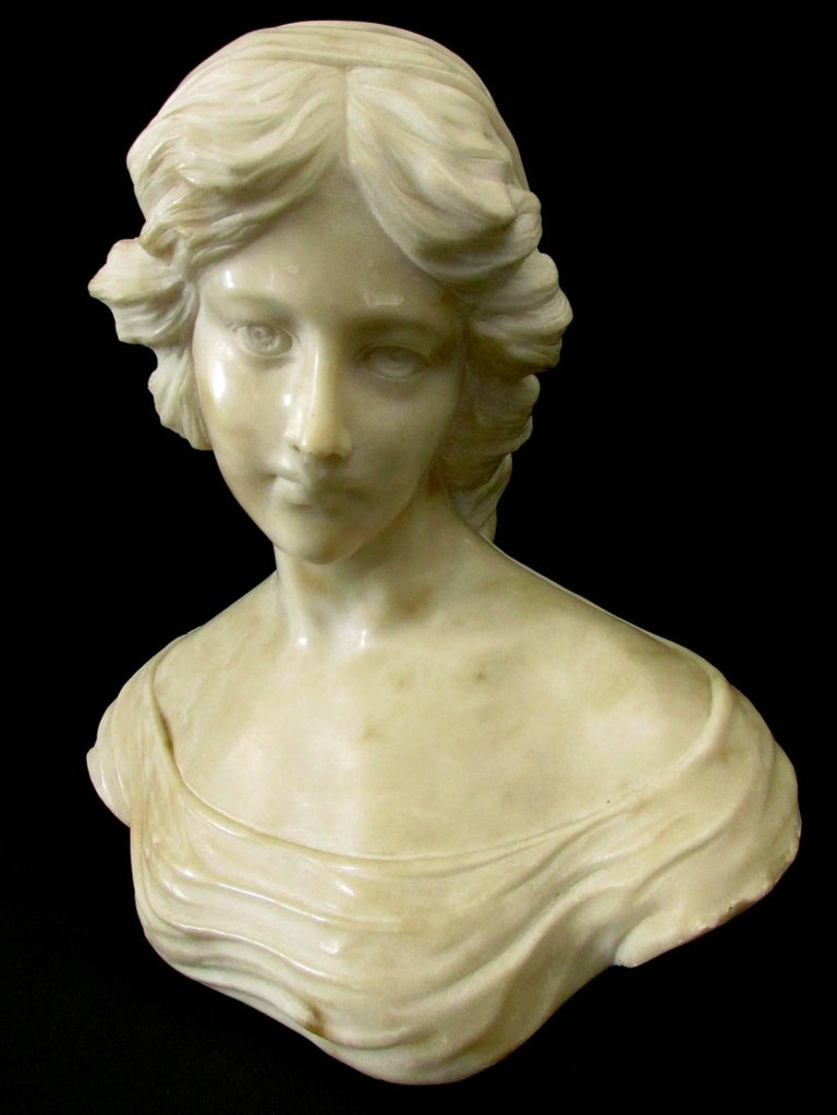Finely Sculpted Alabaster Portrait Bust of a Young Woman, circa 1900 at ...