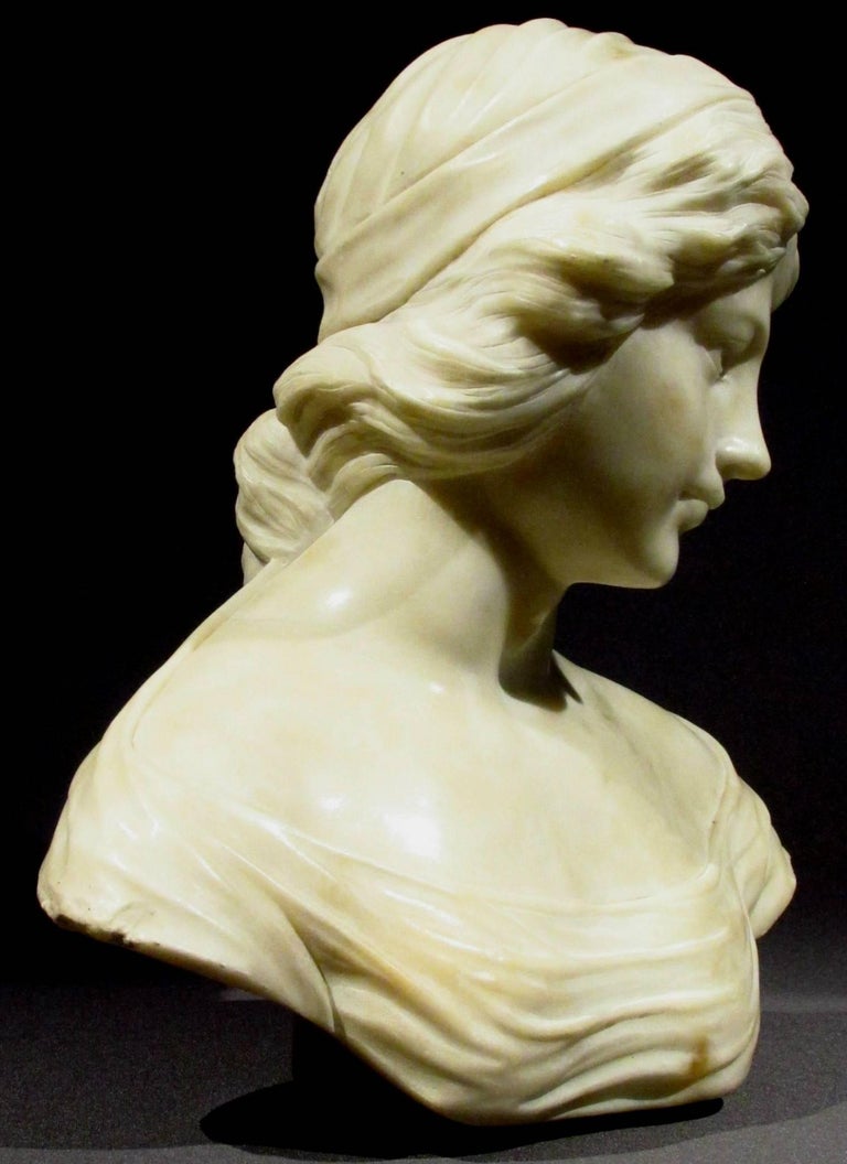 Finely Sculpted Alabaster Portrait Bust of a Young Woman, circa 1900 at ...