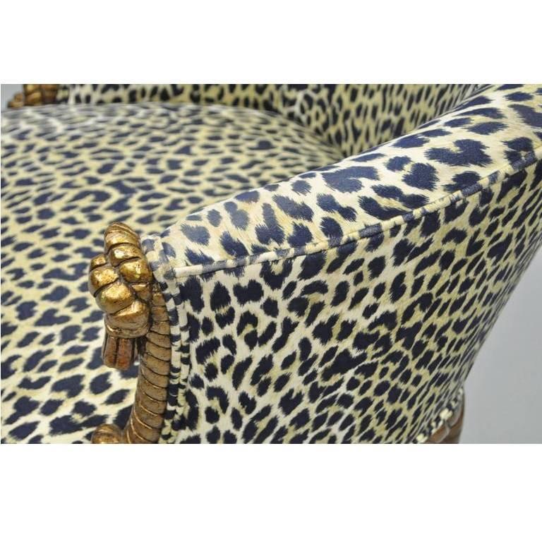Napoleon III Style Gilded Leopard Print Rope and Tassel Chair and ...