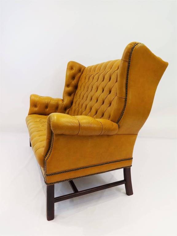 Chesterfield Wing Back Tufted Leather Sofa For Sale at 1stDibs