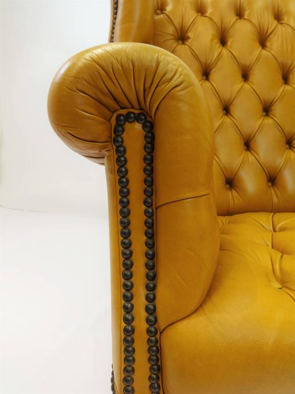 Chesterfield Wing Back Tufted Leather Sofa For Sale at 1stDibs