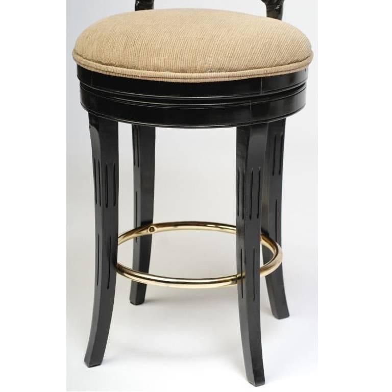Set of Three Italian Carved Shell Back Bar Stools For Sale at 1stDibs