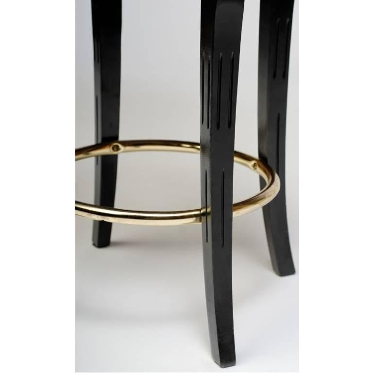 Set of Three Italian Carved Shell Back Bar Stools For Sale at 1stDibs