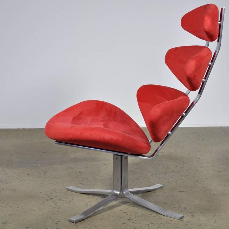 Red Macro Suede EJ 5 Corona Chair by Poul M. Volther, Made by Erik ...