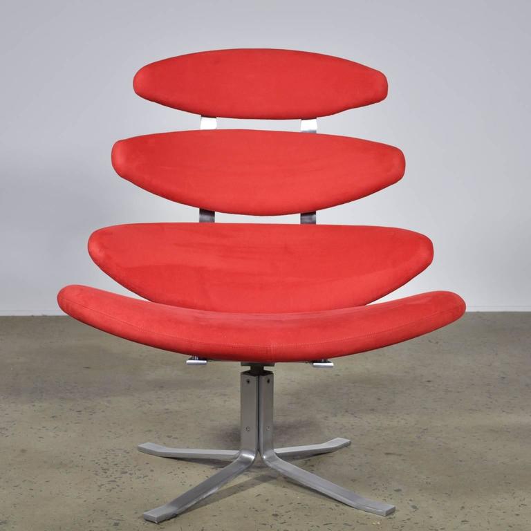 Red Macro Suede EJ 5 Corona Chair by Poul M. Volther, Made by Erik ...