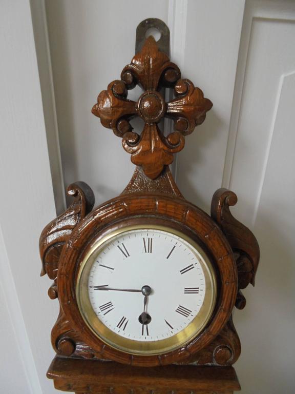 Antique Oak Cased Clock Barometer For Sale at 1stDibs