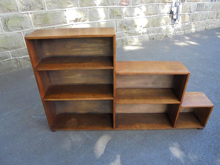 Antique Stepped Oak Bookcase in Manner of Heals at 1stDibs